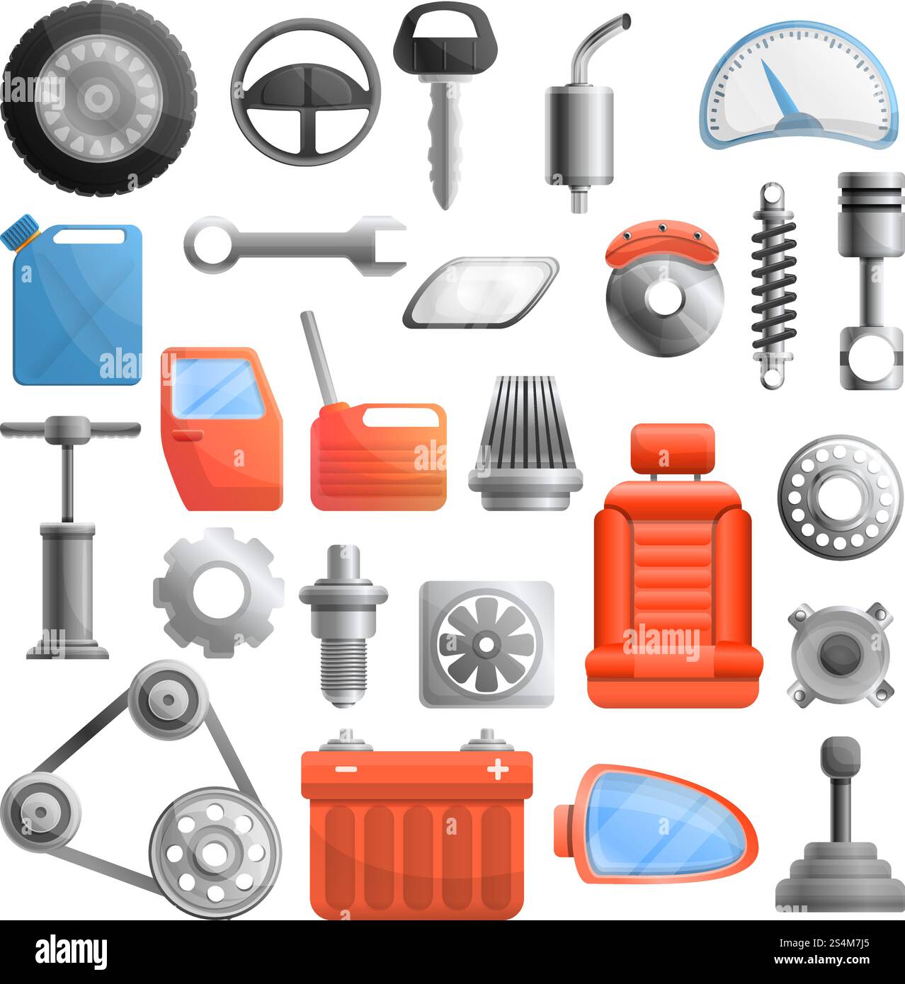 Car parts icons set. Cartoon set of car parts vector icons for web ...