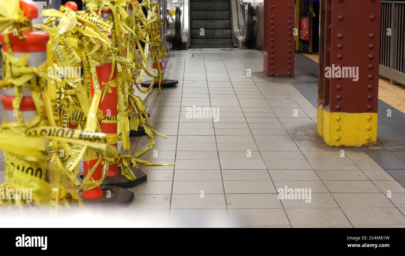 New York subway station, people in metro, passengers in underground ...