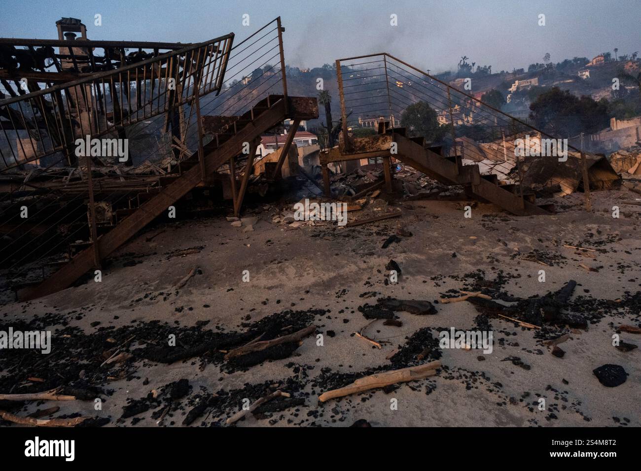 California, United States. 08th Jan, 2025. Ruins of a structure along ...