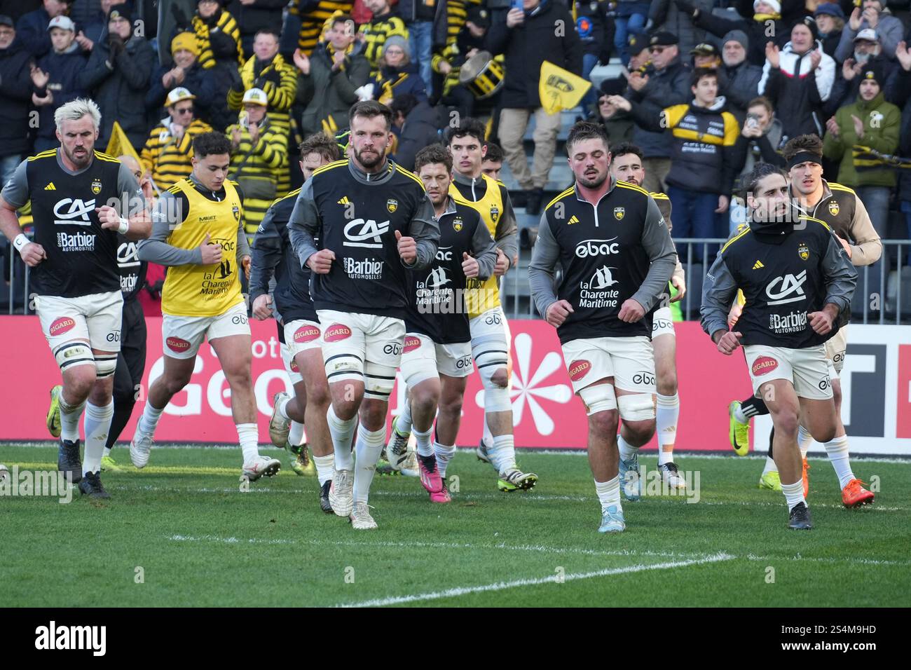 La Rochelle, France. 12th Jan, 2025. Team Stade Rochelais during the ...