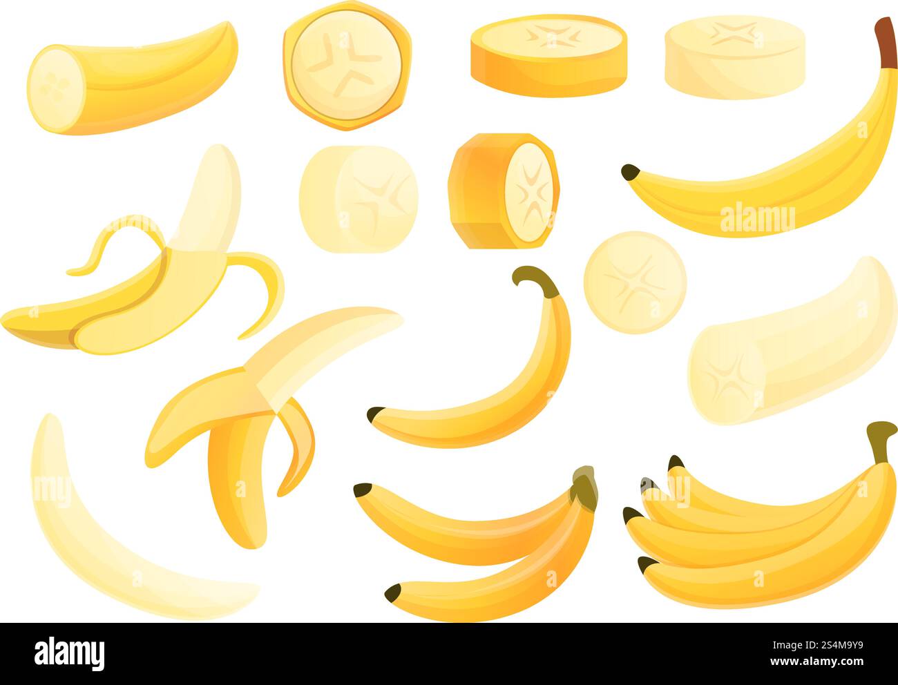 Banana icons set. Cartoon set of banana vector icons for web design ...