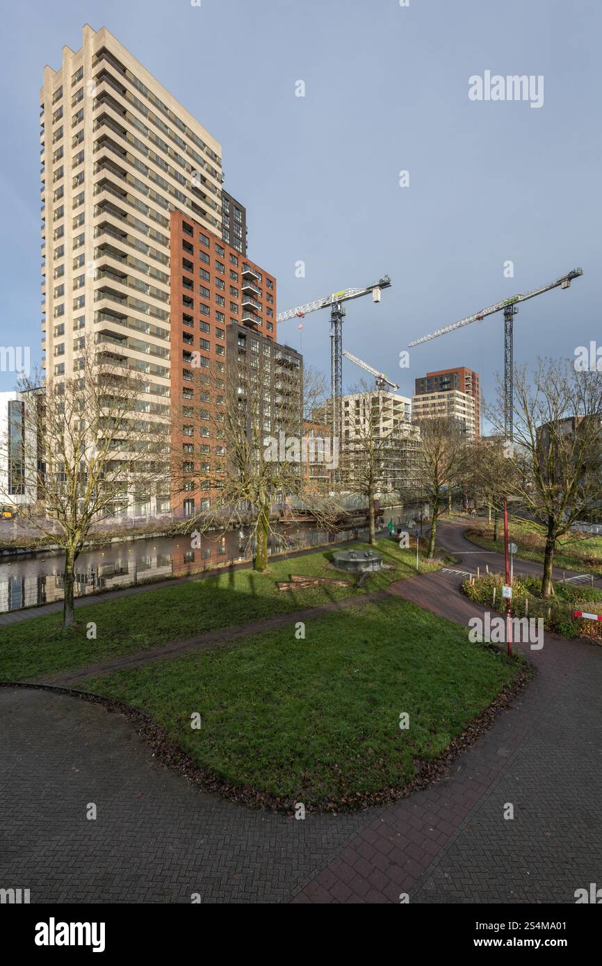 Modern high-rise apartments under construction in the centre of the ...