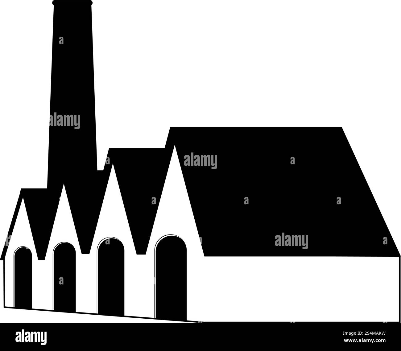 Old industrial building with smokestack icon symbol vector illustration ...