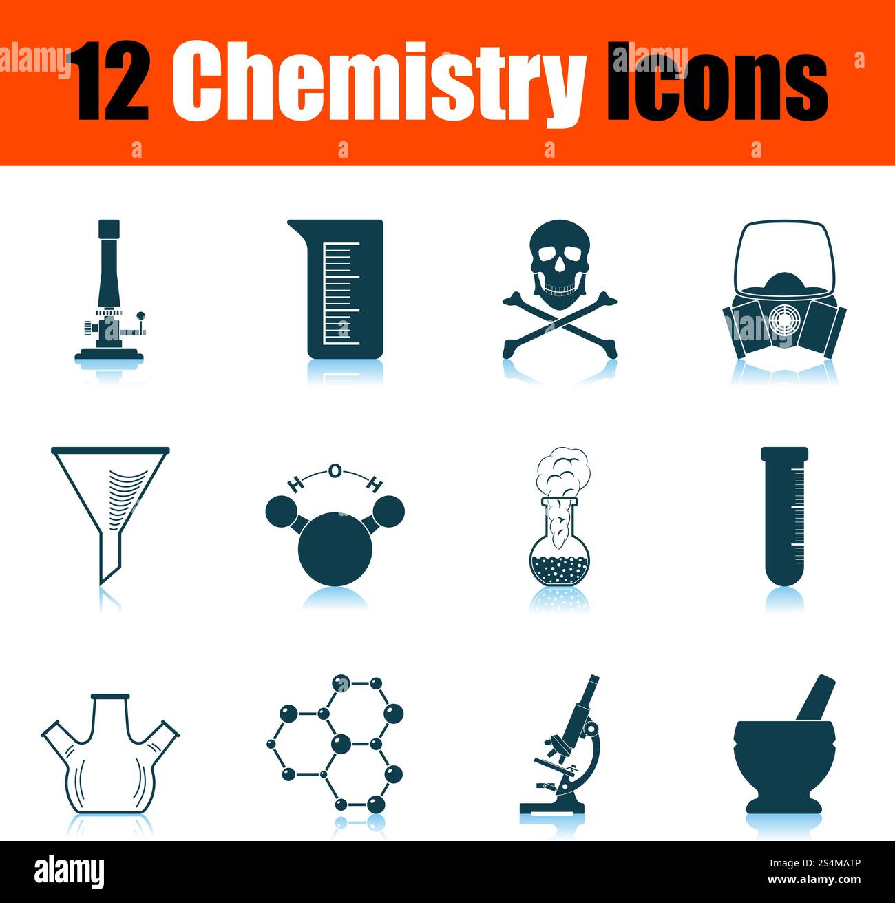 Chemistry Icon Set. Shadow Reflection Design. Vector Illustration Stock ...