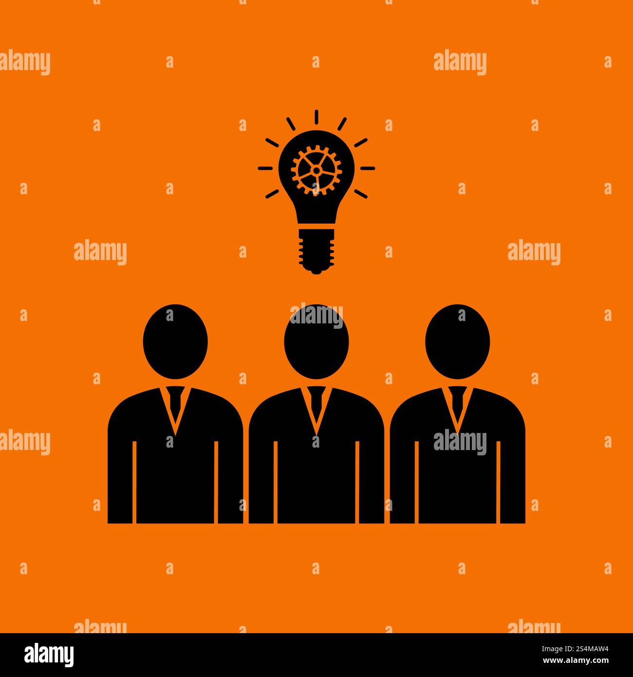 Corporate Team Finding New Idea Icon. Black on Orange Background ...