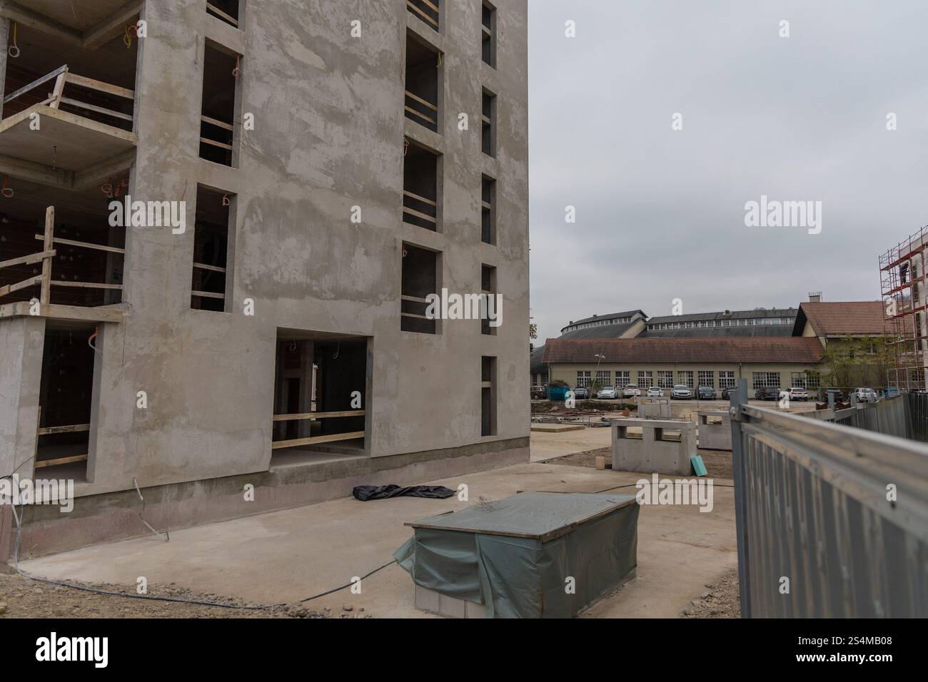 City blocks under construction. Typical construction site of modern ...