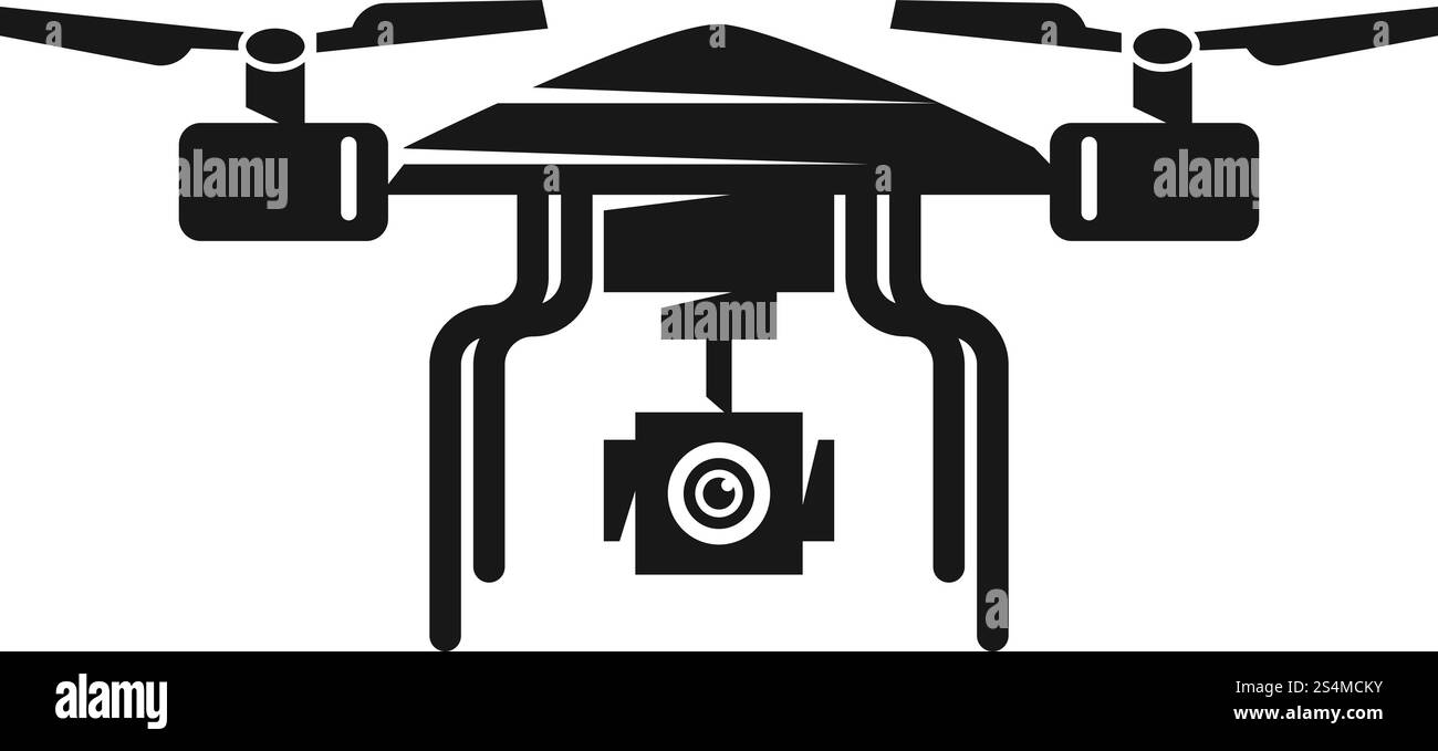 Quadcopter front view icon. Simple illustration of quadcopter front ...