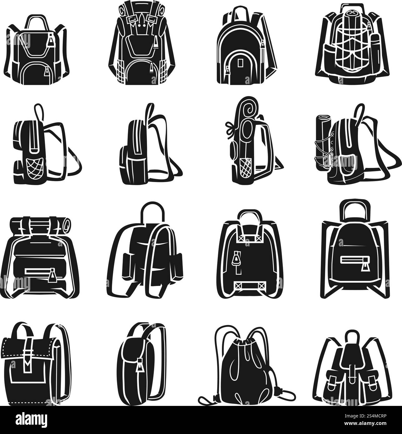 Backpack icons set. Simple set of backpack vector icons for web design ...