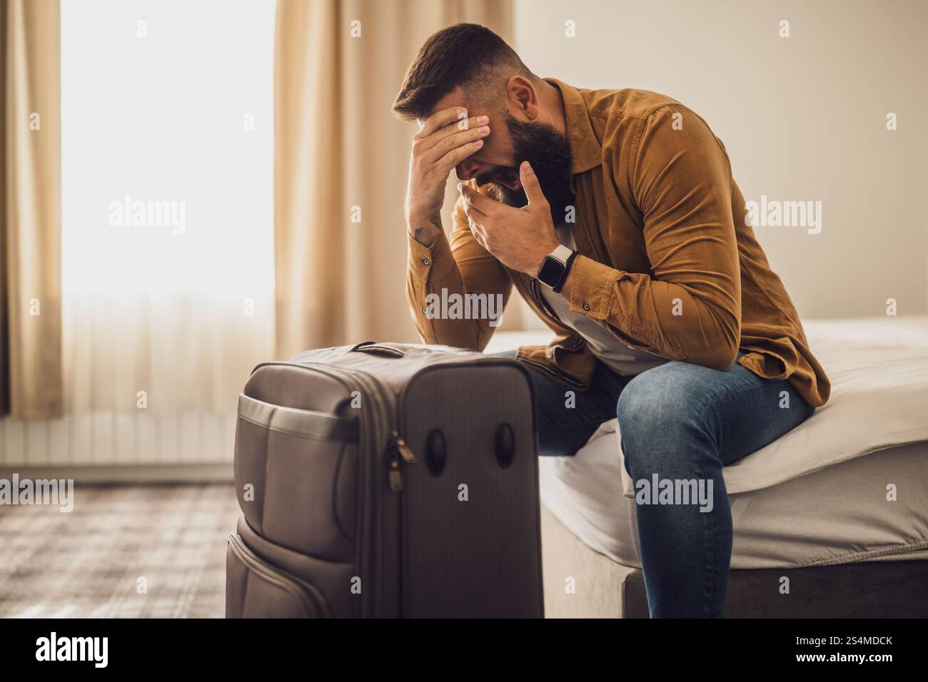 Anxious black man yawning hi-res stock photography and images - Alamy