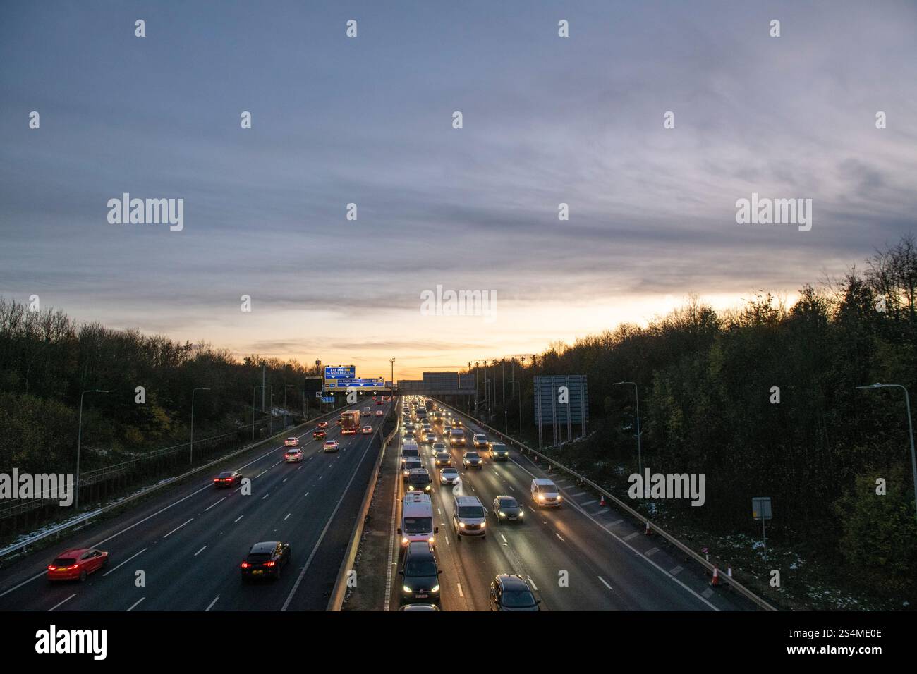 Traffic on the M1, captured from the Kegworth Bypass A6 in Derbyshire ...