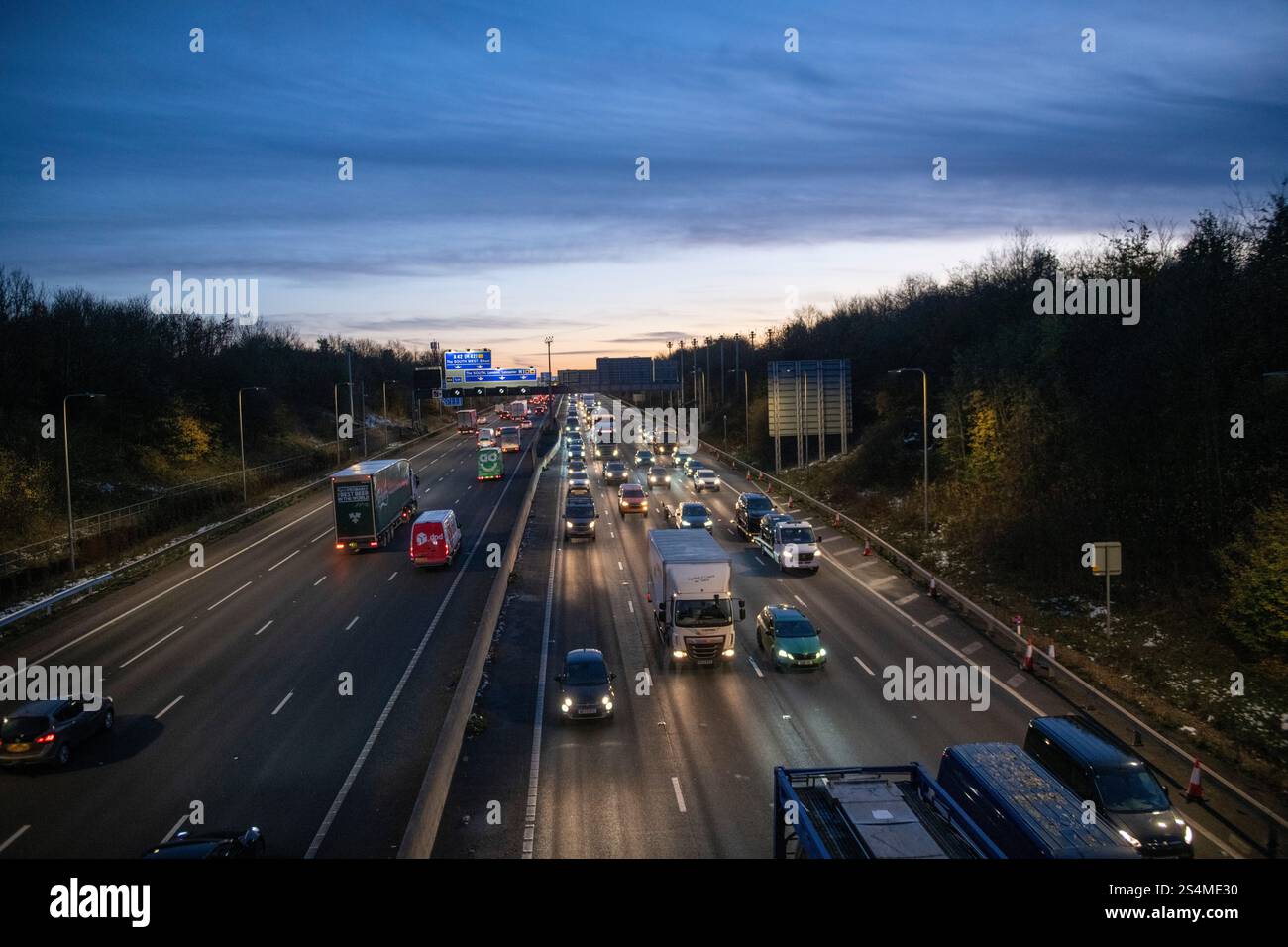 Traffic on the M1, captured from the Kegworth Bypass A6 in Derbyshire ...