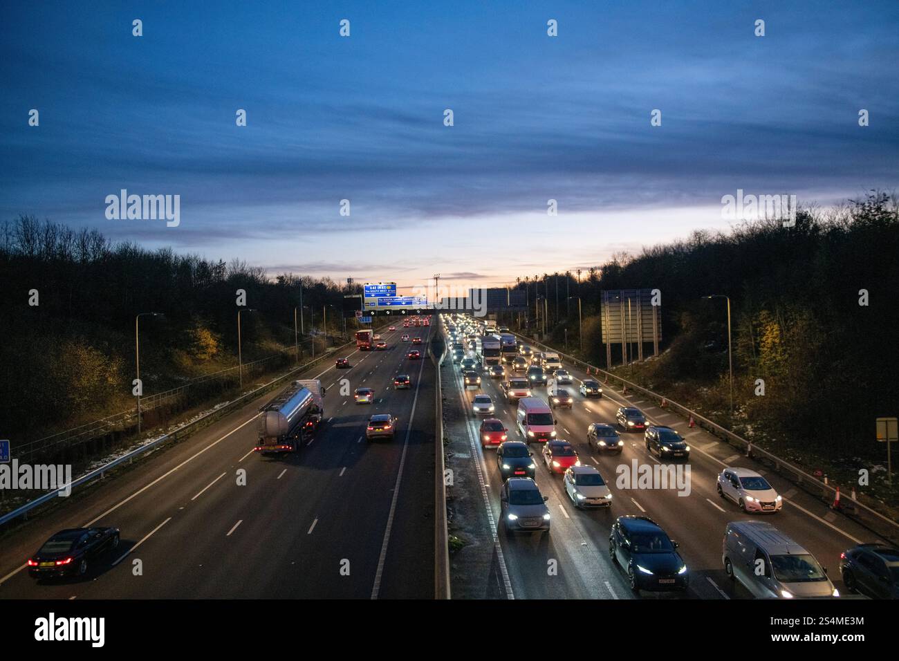 Traffic on the M1, captured from the Kegworth Bypass A6 in Derbyshire ...