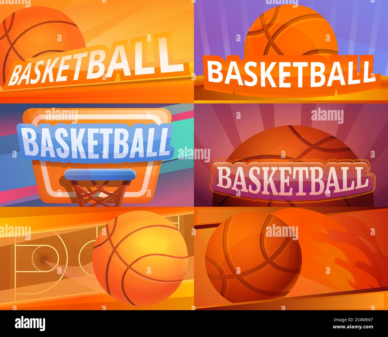 Basketball banner set. Cartoon illustration of basketball vector banner ...