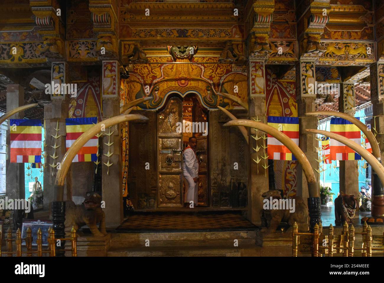 Duruthu Poya Day in Sri Lanka An official at the entrance of the Temple ...
