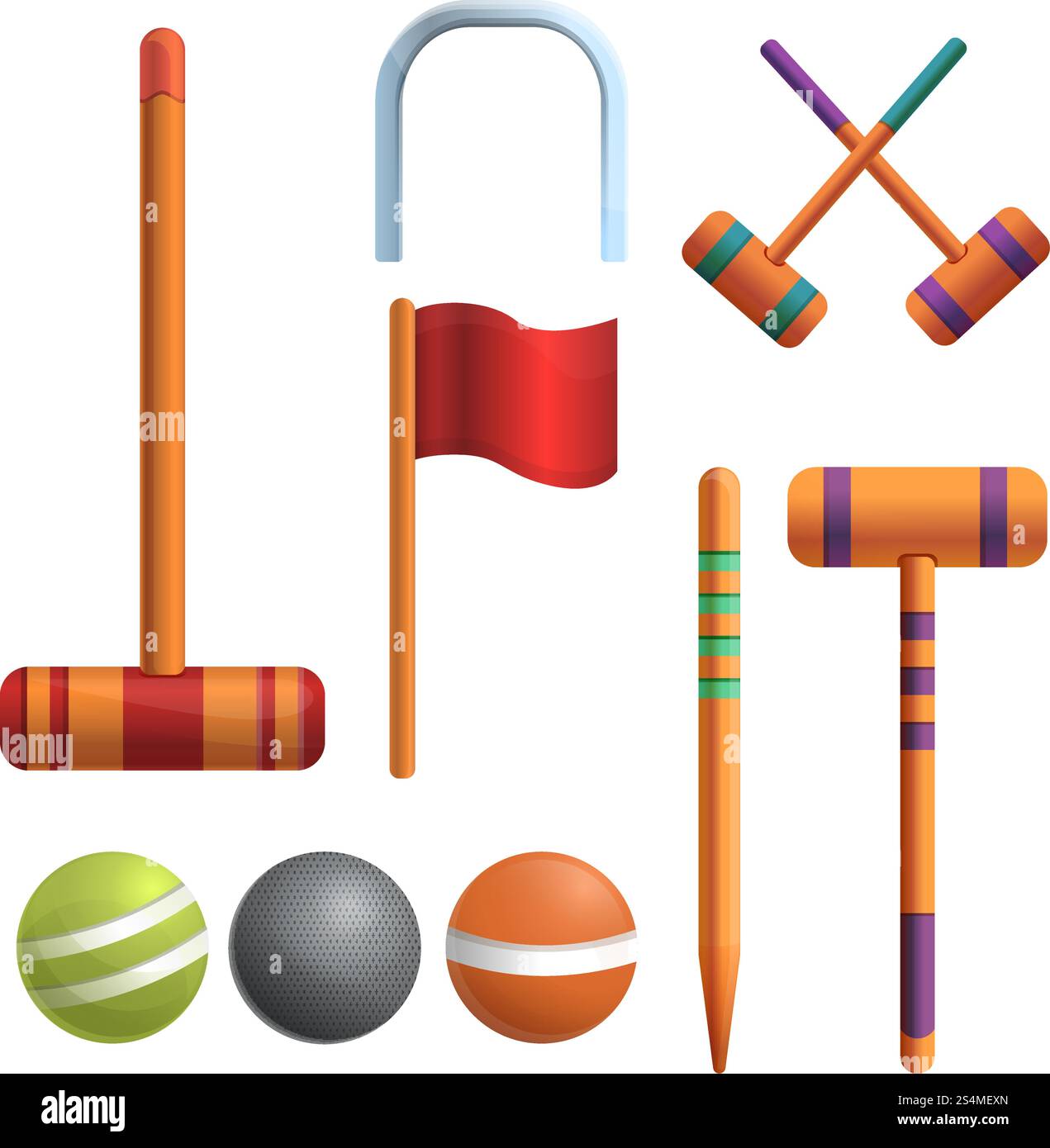 Croquet icons set. Cartoon set of croquet vector icons for web design ...