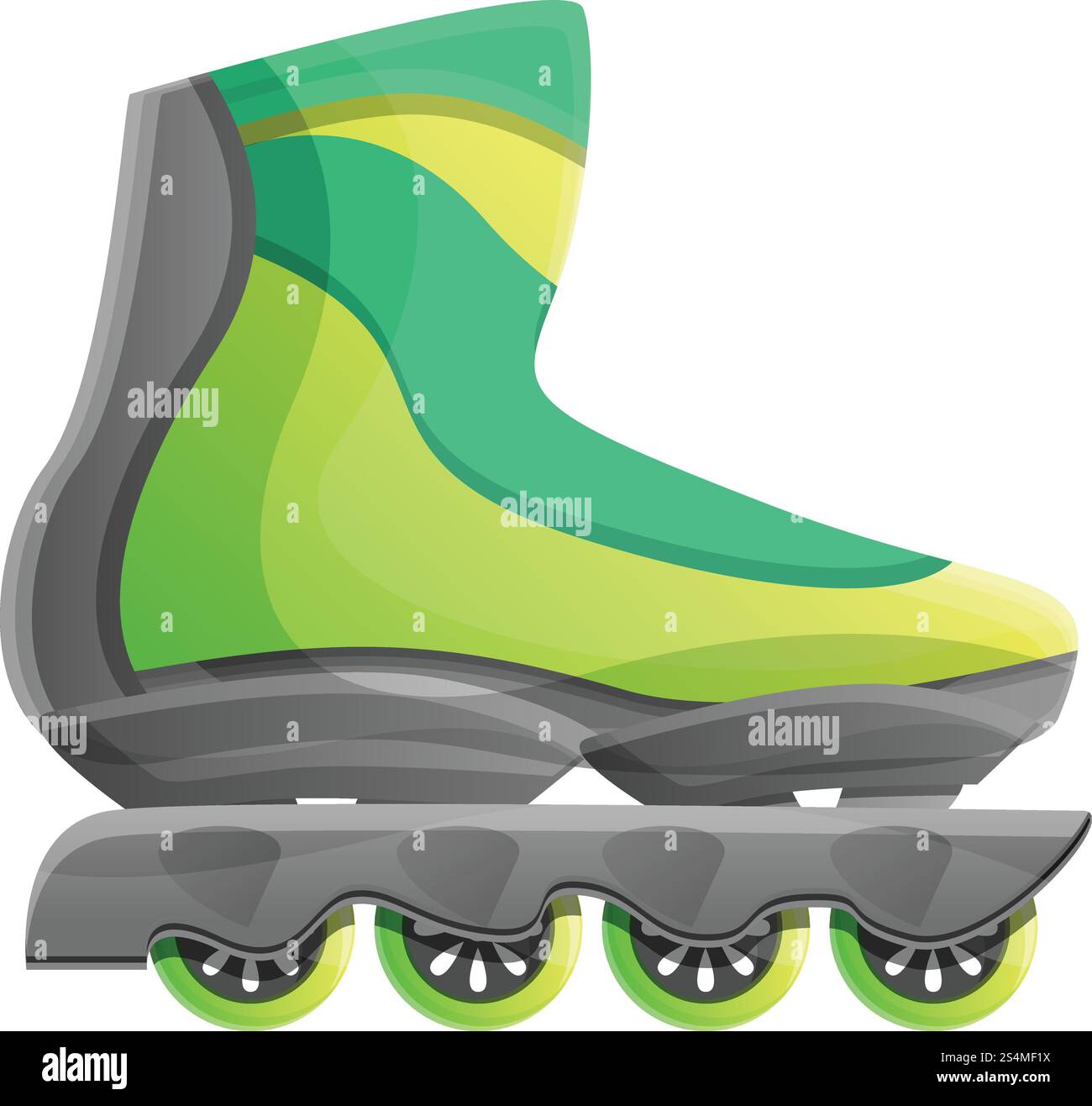 Green inline skates icon. Cartoon of green inline skates vector icon ...