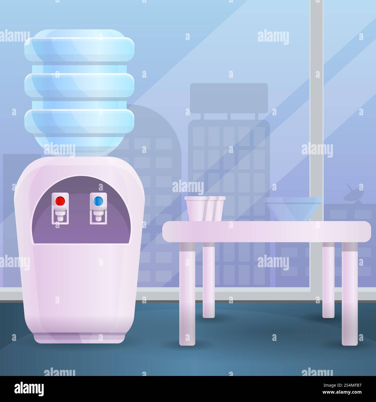Cooler water office concept background. Cartoon illustration of cooler ...