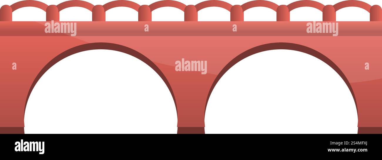 Red brick bridge icon. Cartoon of red brick bridge vector icon for web ...