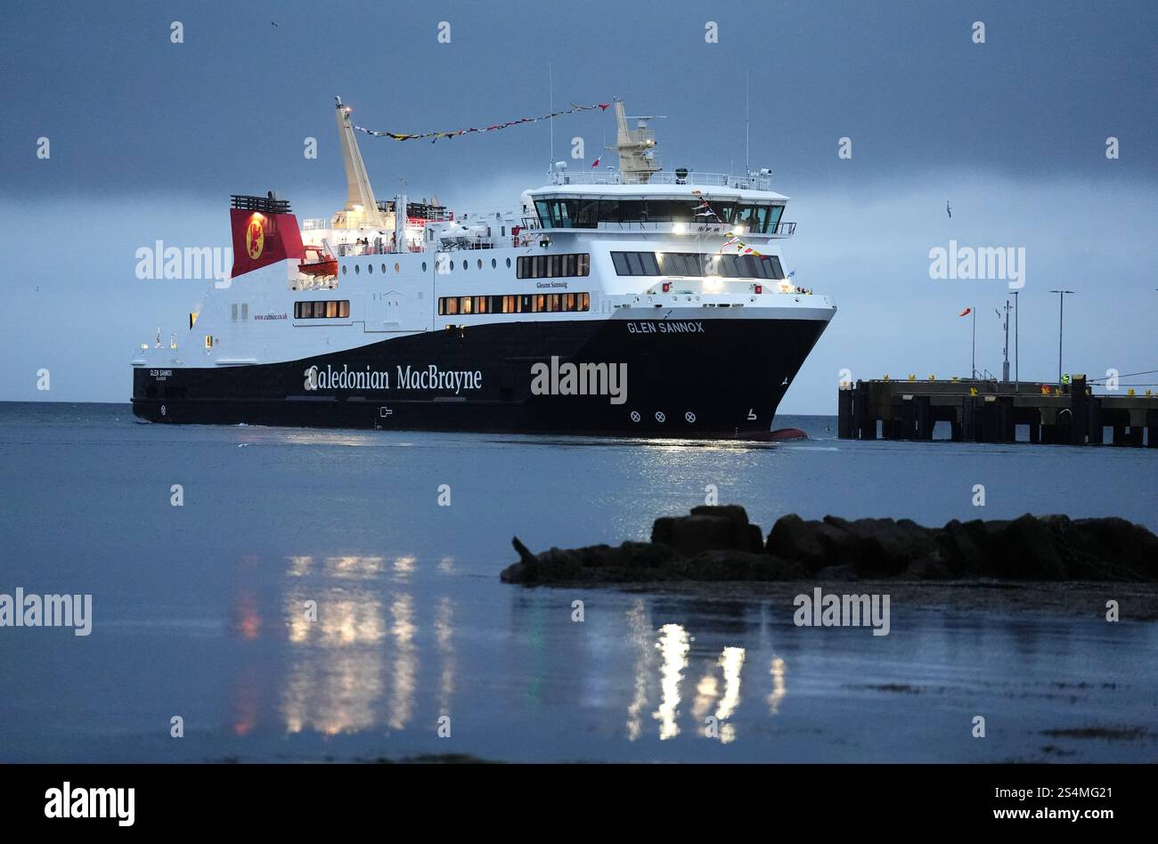 The Glen Sannox ferry journeys from Brodick on Isle of Arran to Troon ...