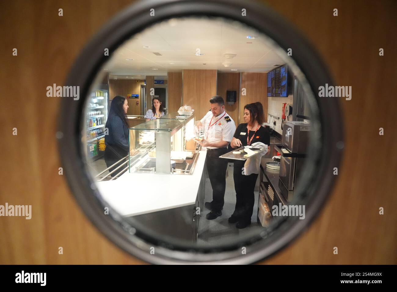 Passengers onboard The Glen Sannox ferry as it journeys from Troon to ...