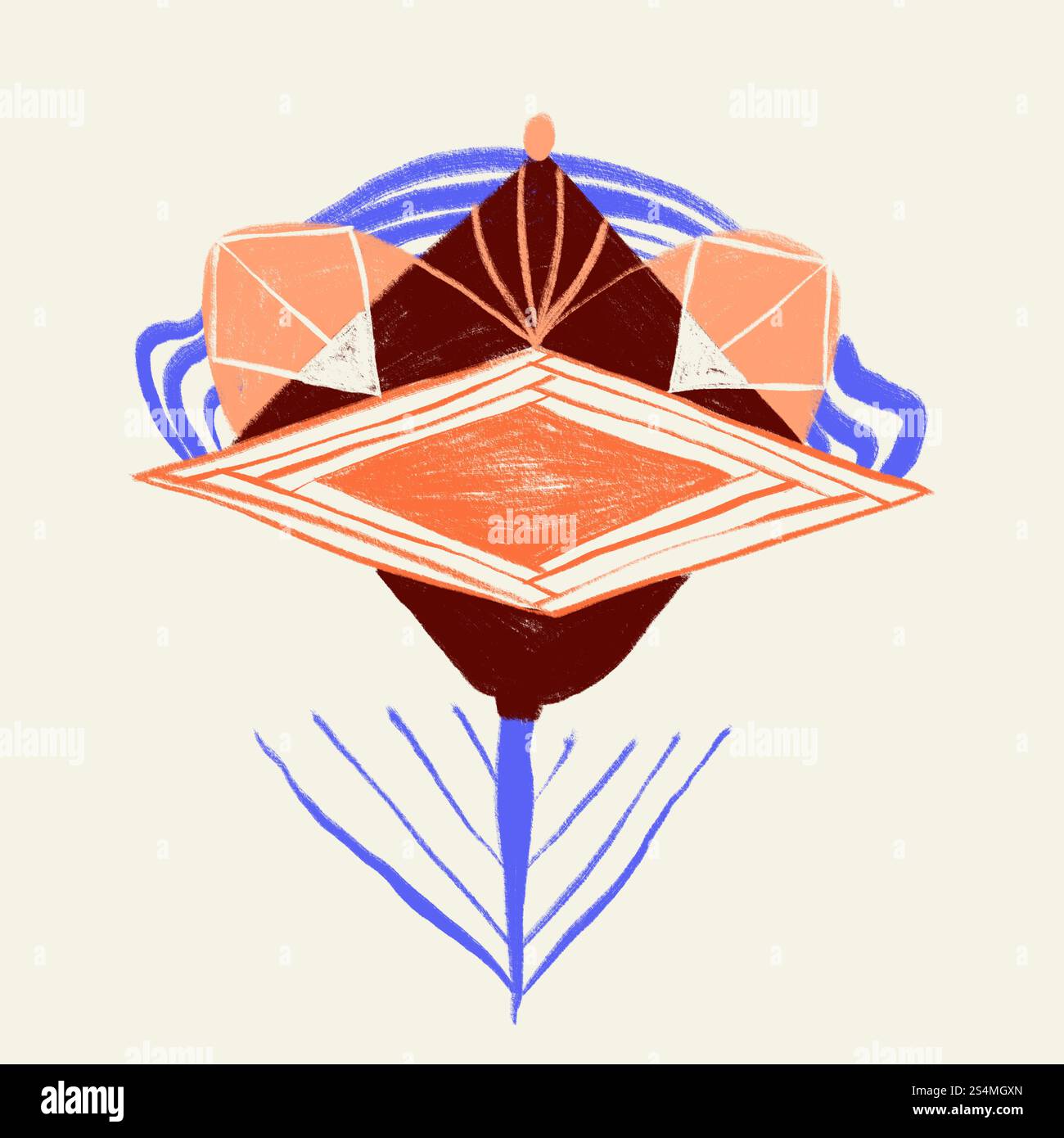 A unique illustration featuring a vibrant, organic geometric ...