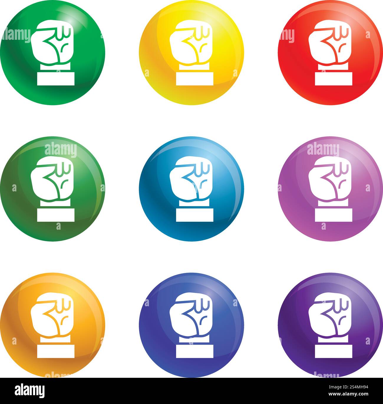 Fist up icons vector 9 color set isolated on white background for any ...
