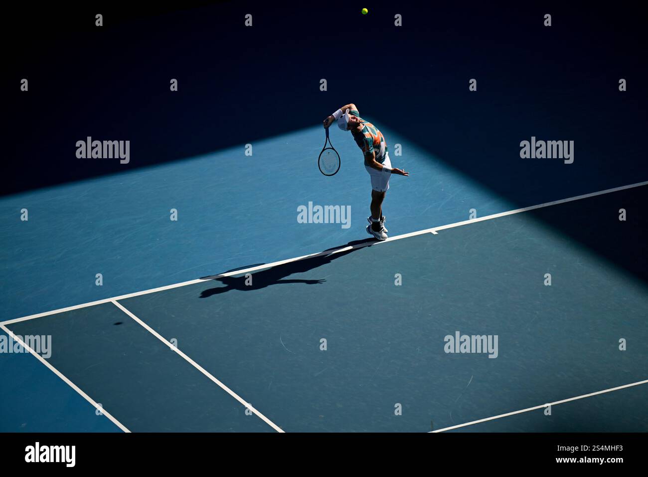 Dominik Koepfer of Germany serves during his round 1 match against ...