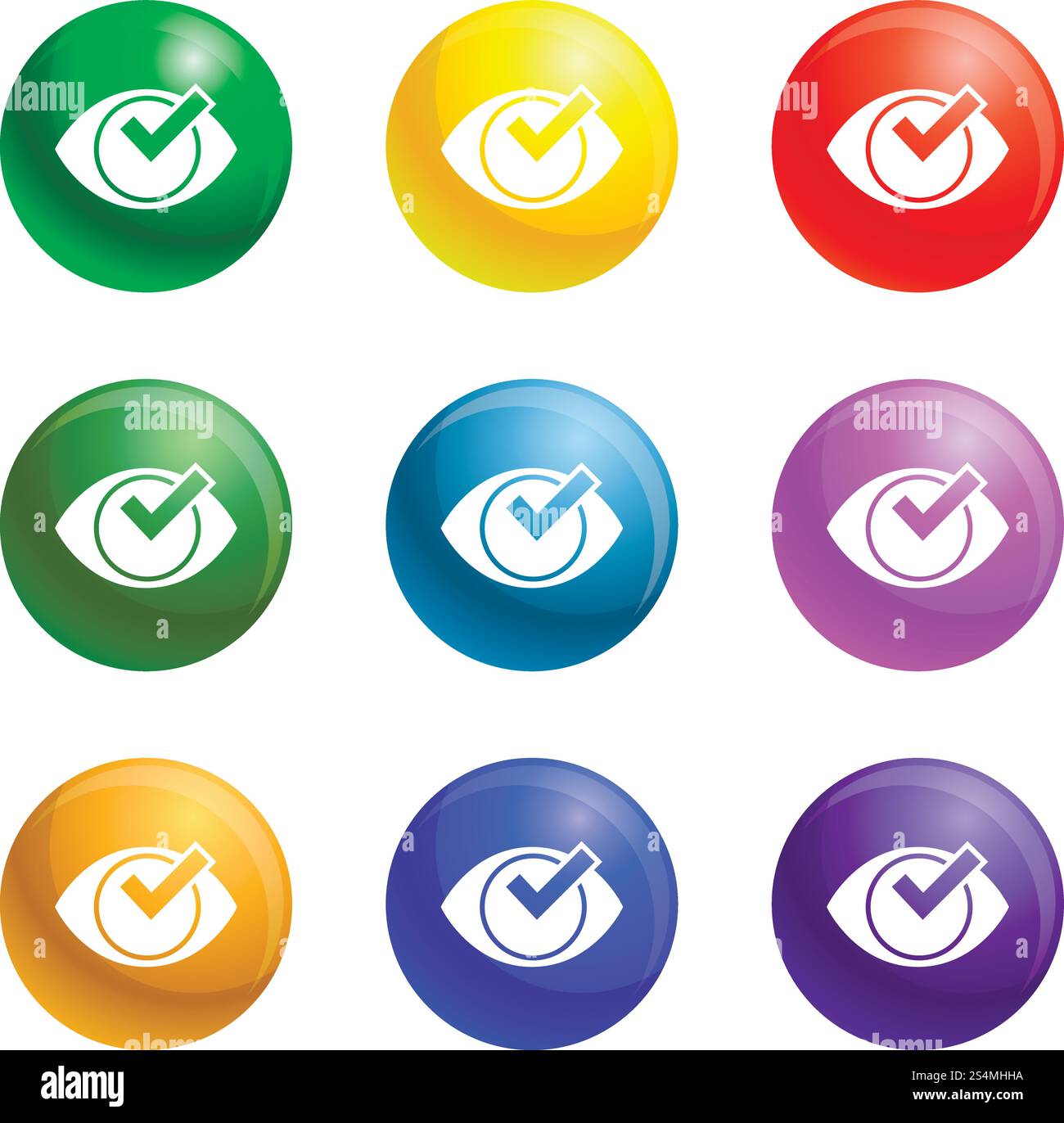 Check eye list icons vector 9 color set isolated on white background for any web design . Check ...