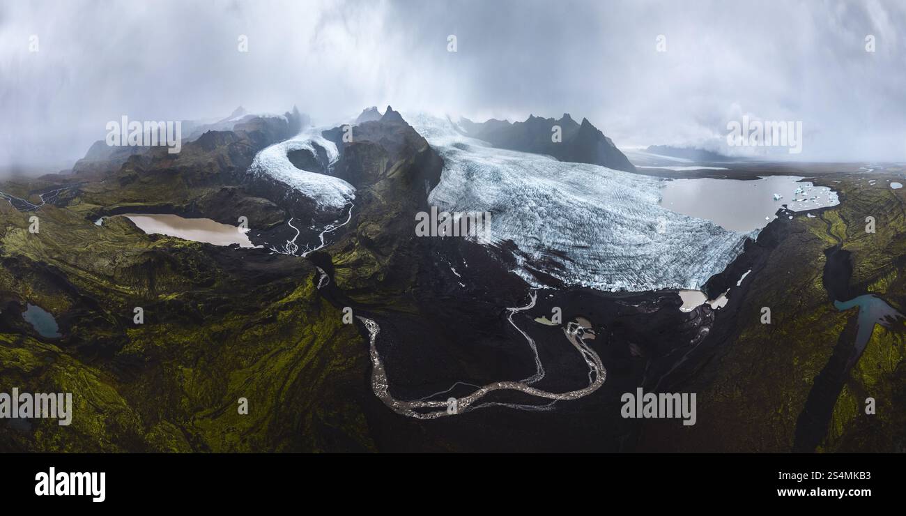 Aerial panoramic landscape icelands glaciers hi-res stock photography ...