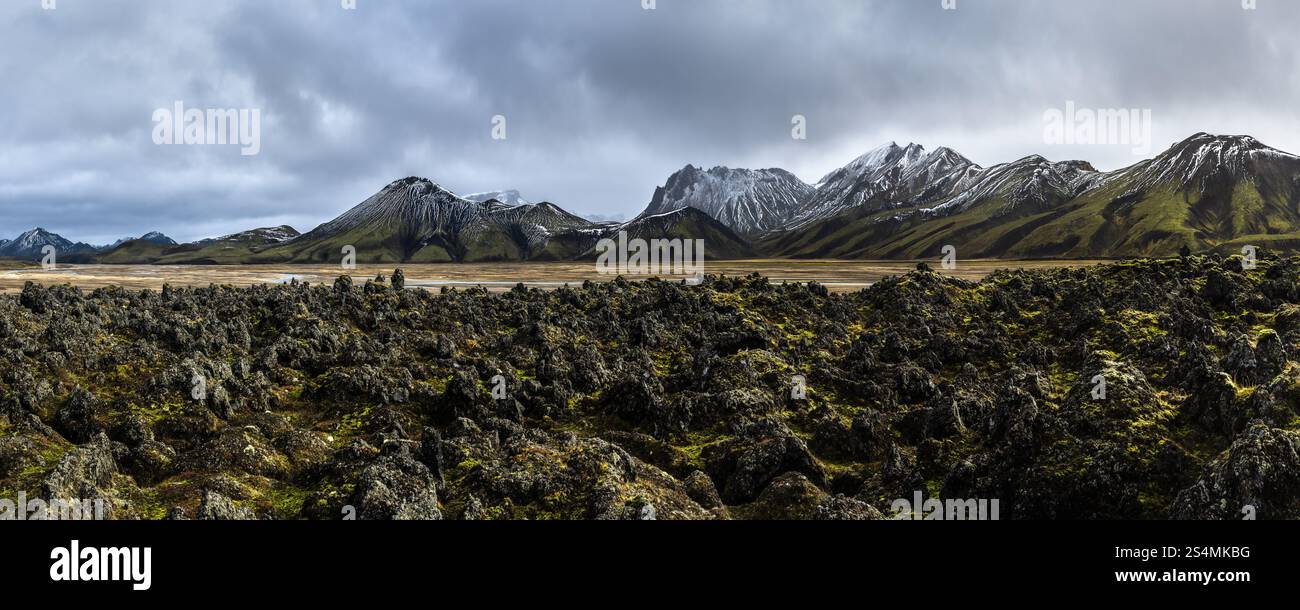 A breathtaking panoramic view of Iceland's rugged Highlands, showcasing ...