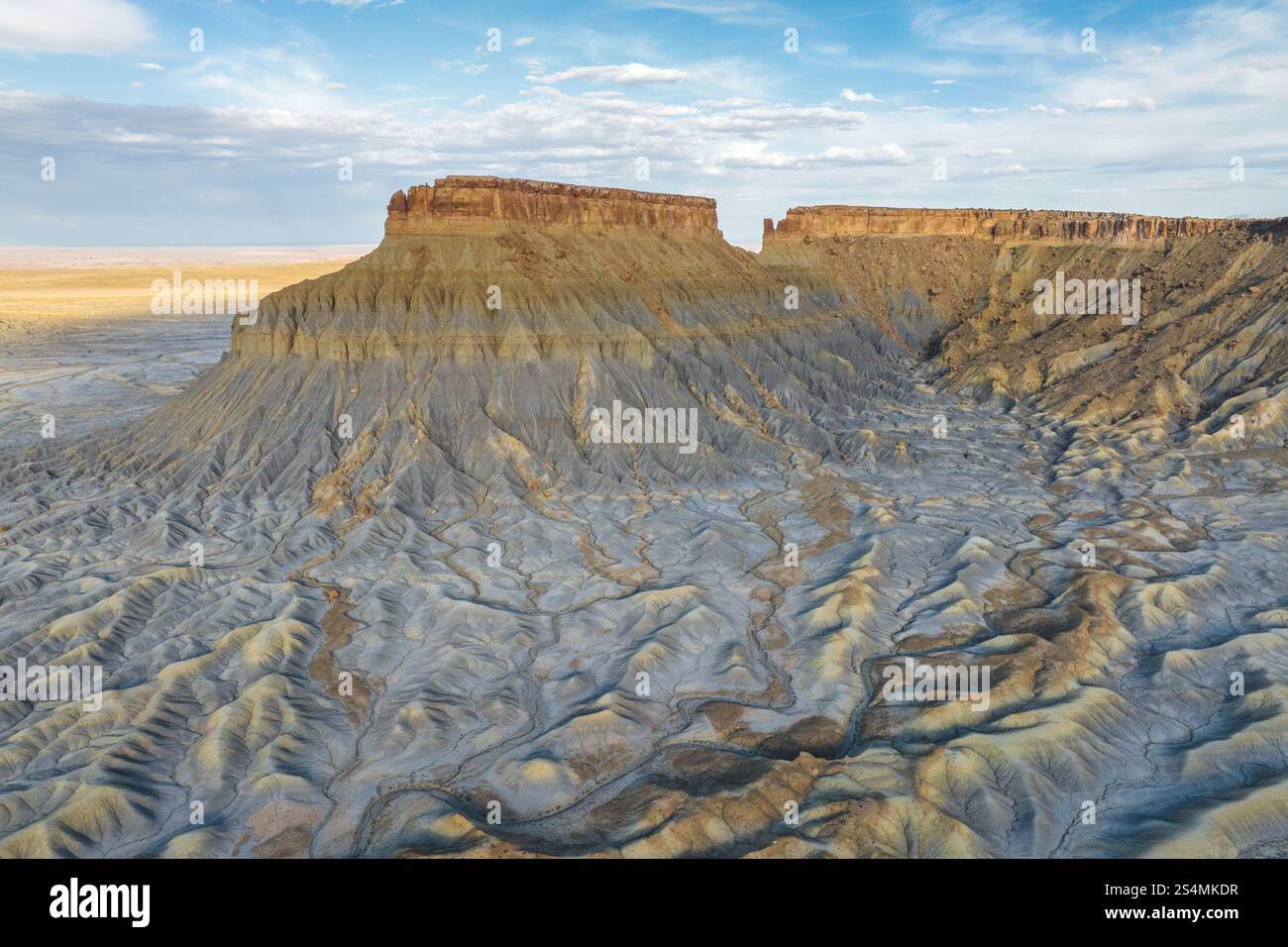 A breathtaking aerial view of Caineville Mesa in Utah, showcasing its ...
