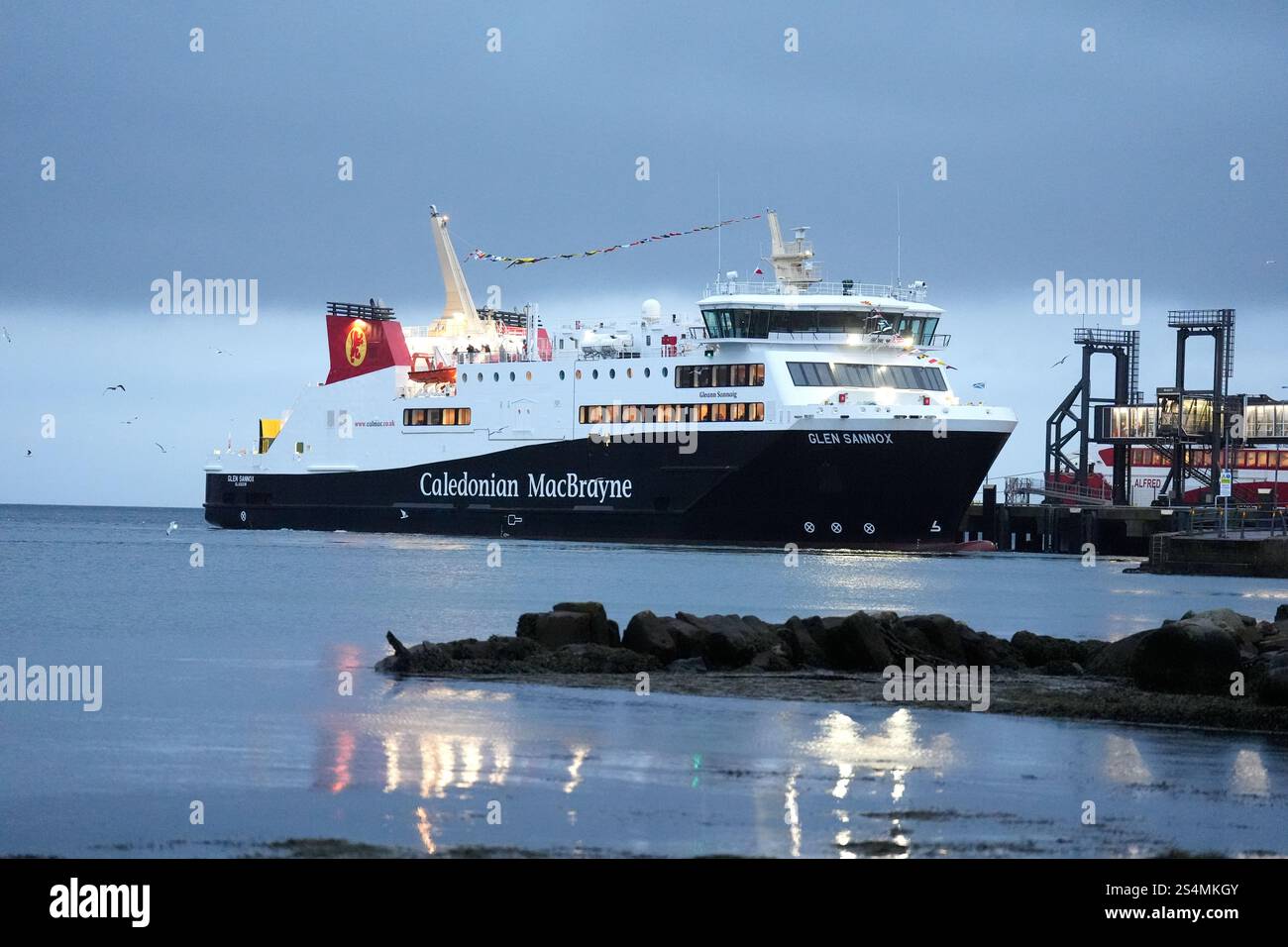 The Glen Sannox ferry journeys from Brodick on Isle of Arran to Troon ...