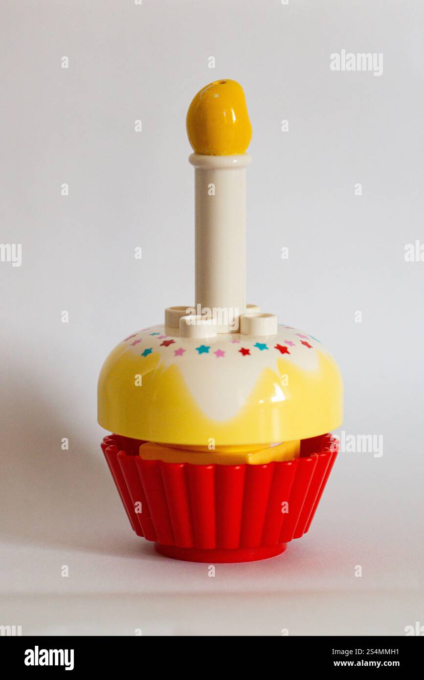 Lego duplo birthday cake with one candle hi-res stock photography and ...