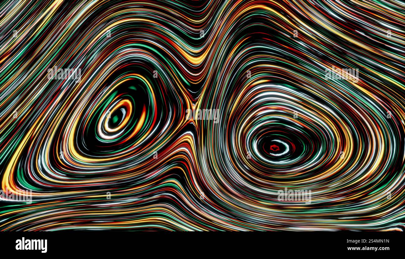 Dynamic 3D render featuring flowing wavy patterns in vibrant colors ...