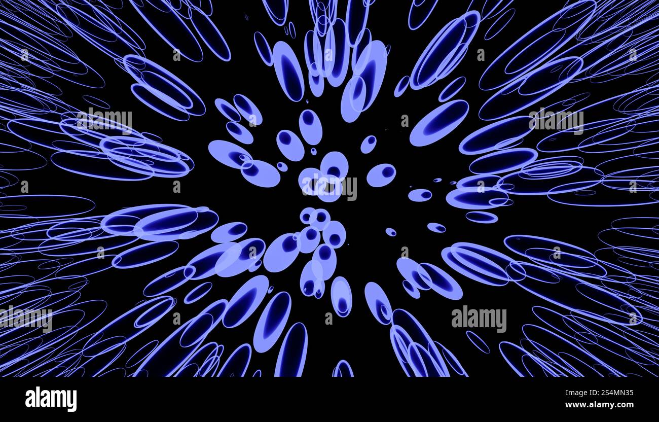 A vivid 3D-rendered image featuring fluid, abstract shapes in shades of ...