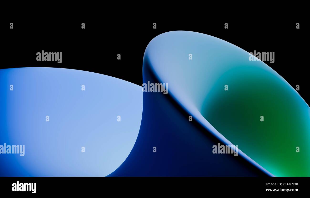 Elegant abstract shapes with a smooth blue to green gradient. The ...