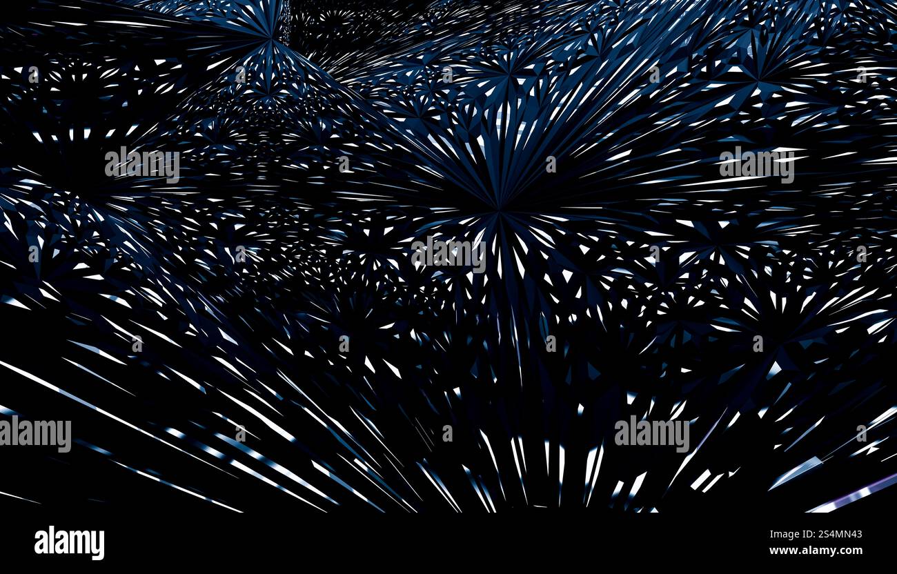 This striking 3D render features a complex interplay of geometric ...