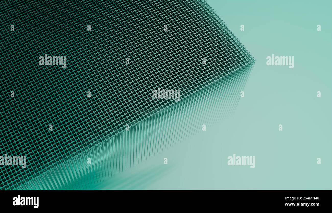 A detailed 3D render of a mint-green honeycomb structure with a shadow ...