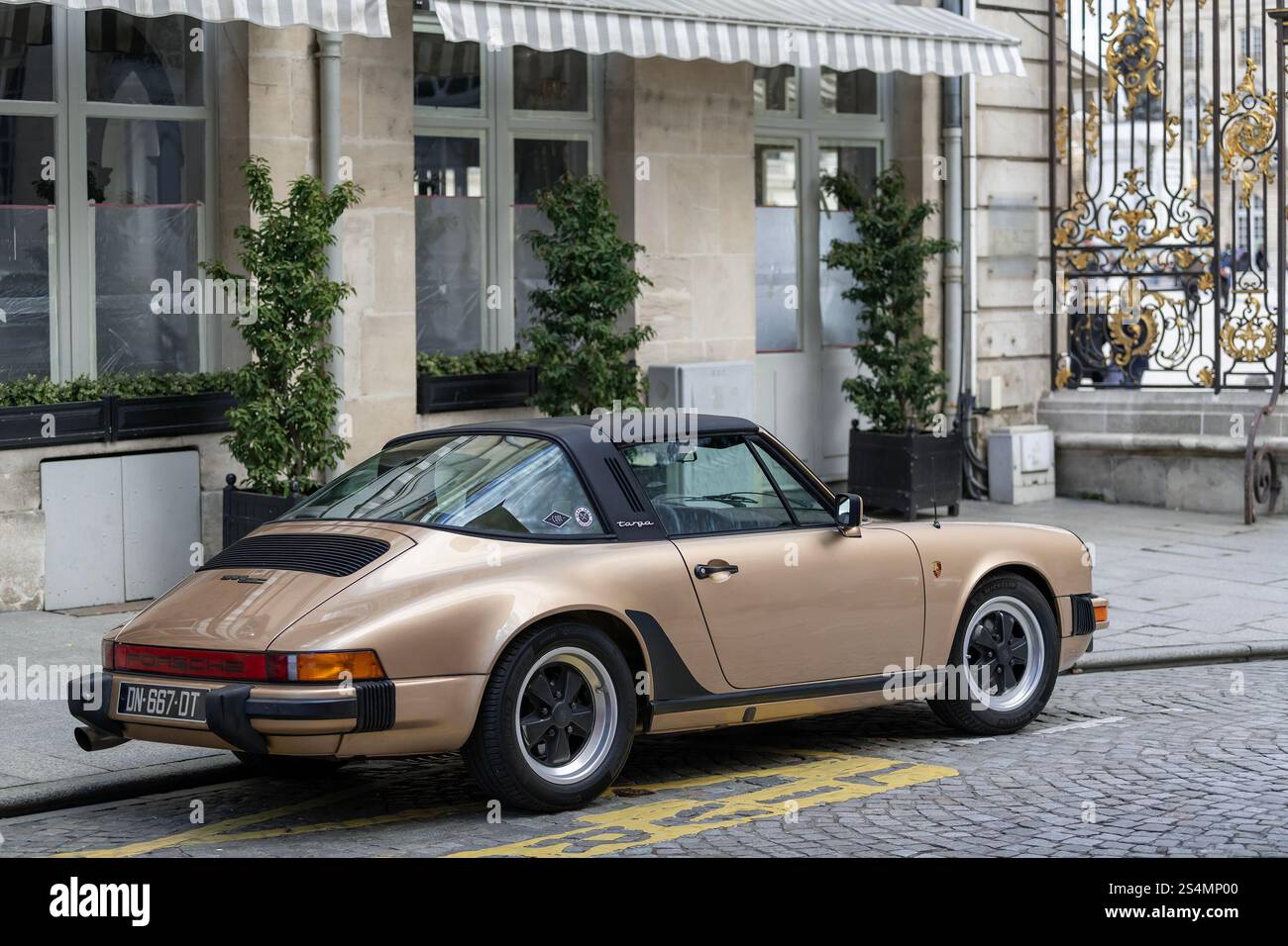 Nancy, France - View on a beige Porsche 911 SC Targa parked on a street ...