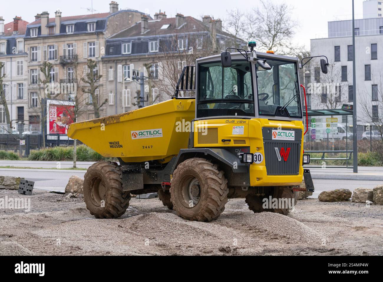 Nancy, France - View on a wheel dumper Wacker Neuson Dual View DV90 for ...