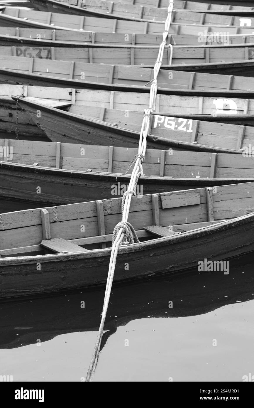 White row boats Black and White Stock Photos & Images - Alamy