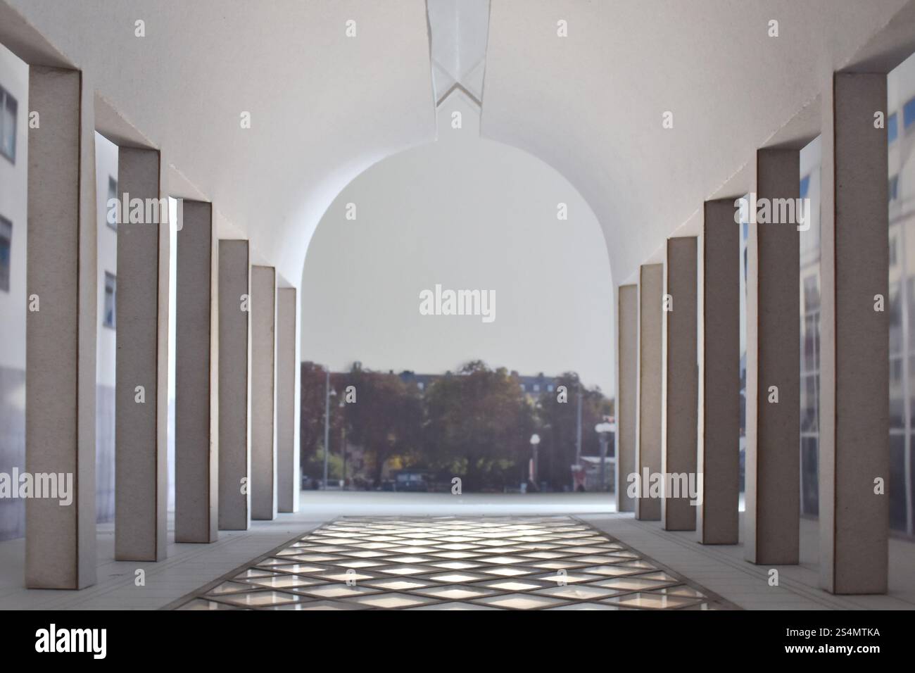 A detailed architectural model showcasing modern design of arcade Stock ...