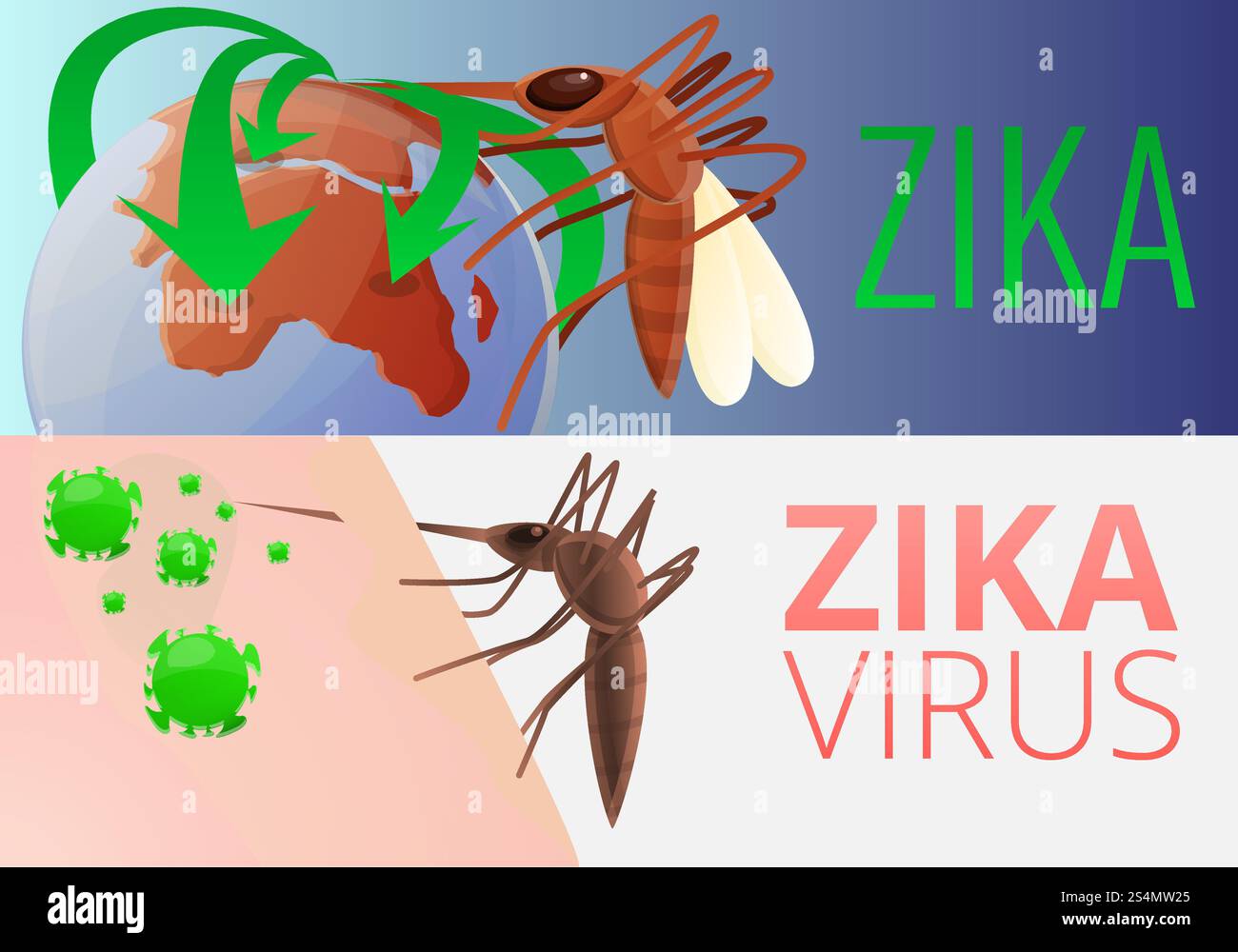 Zika virus infection banner set. Cartoon illustration of zika virus infection vector banner set ...