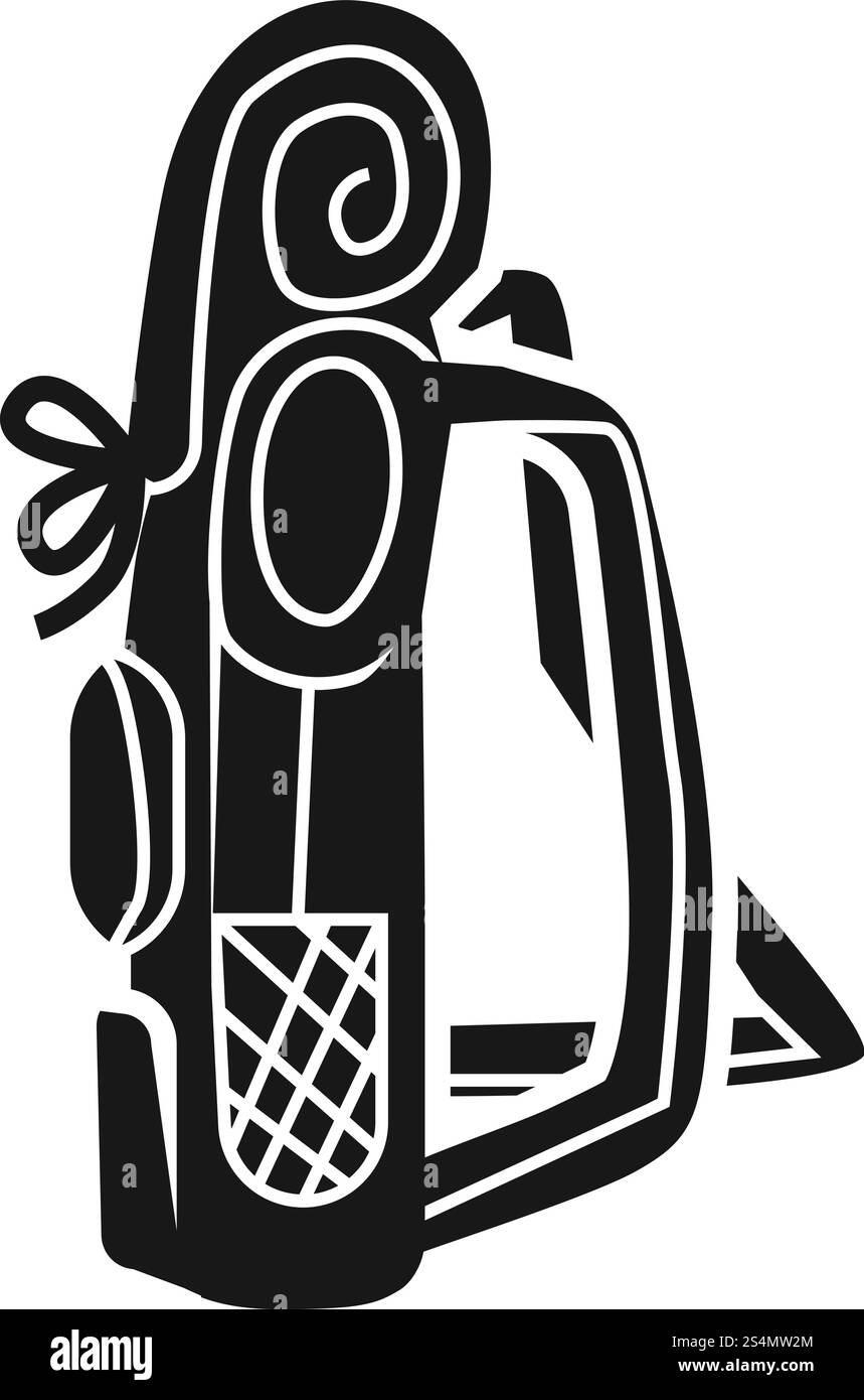Large tourist backpack side icon. Simple illustration of large tourist ...