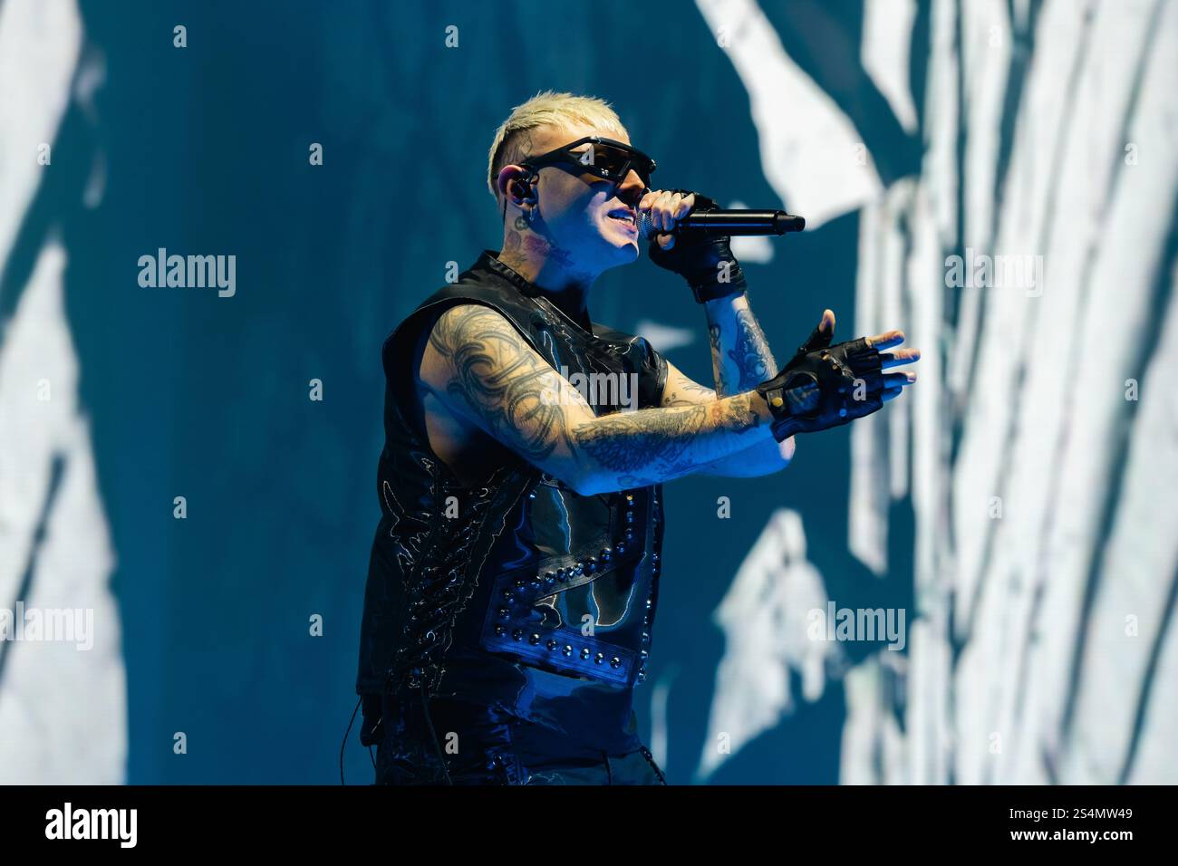 Eboli, Salerno, Italy. 12th Jan, 2025. Jacopo Lazzarini aka Lazza ...