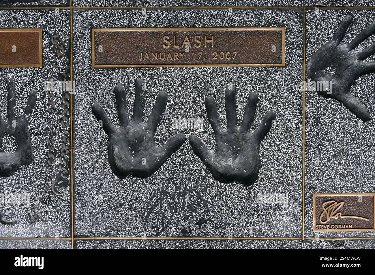 Handprints of Slash on the rock walk in the entrance to the Guitar ...