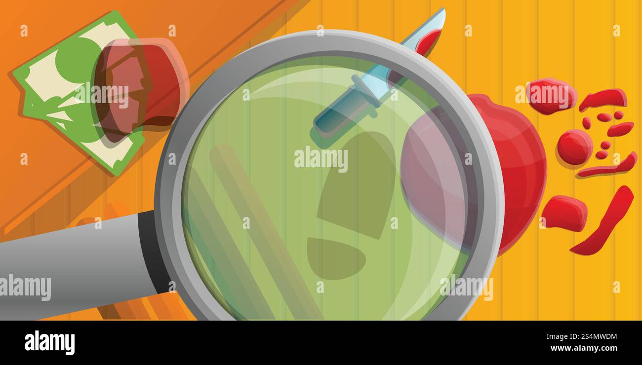 Crime investigation concept banner. Cartoon illustration of crime ...