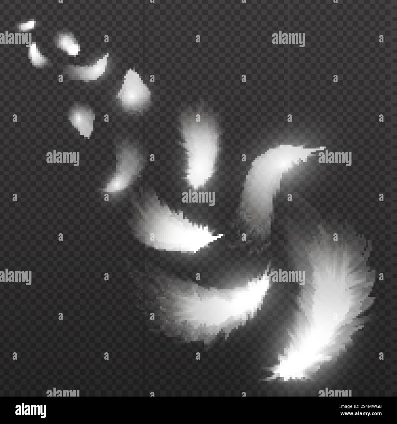 Flying light swan feathers plume on black background vector ...