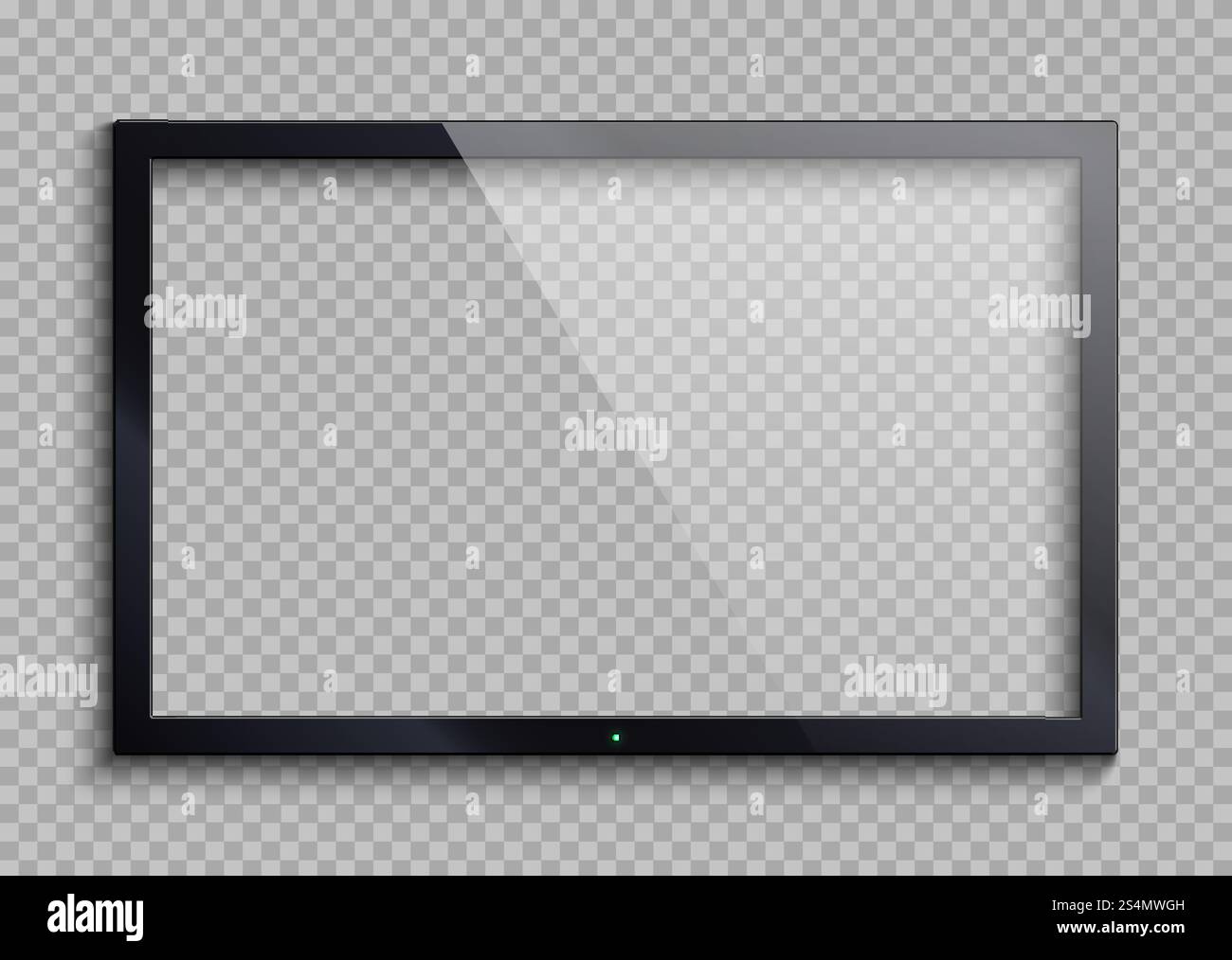 Empty tv frame with reflection and transparency screen isolated. Lcd ...