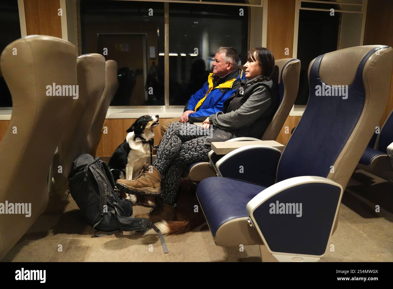 Passengers onboard The Glen Sannox ferry as it journeys from Troon to ...